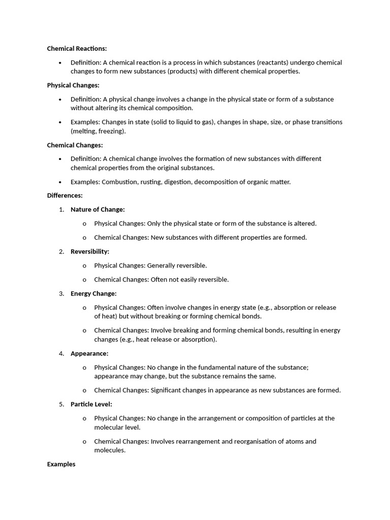 Chemistry Chemical Reactions Notes | PDF | Redox | Reaction Rate