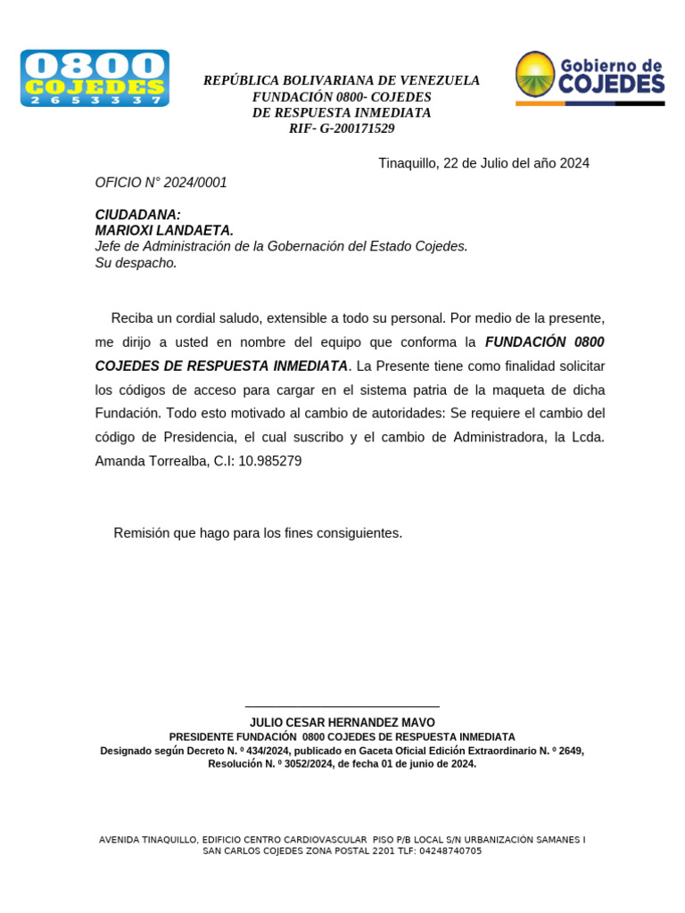Oficio de Presidencia-0800 | PDF | Gobierno