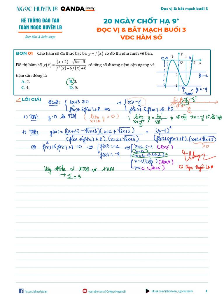 (Ngọc Huyền LB) Đọc VỊ & Bắt Mạch Buổi 3+4. VDC Hàm Số (Handout) | PDF