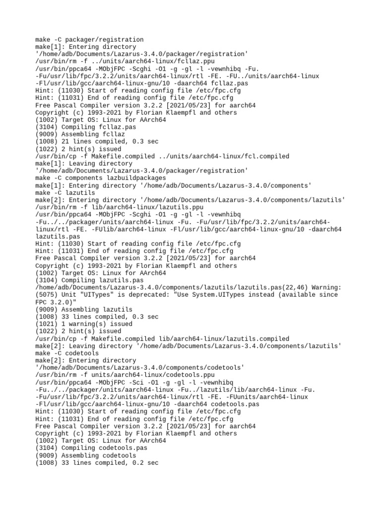 Lazarus Aarch64 Compilation Success On Rock Boards | PDF | Parameter (Computer Programming) | Linux