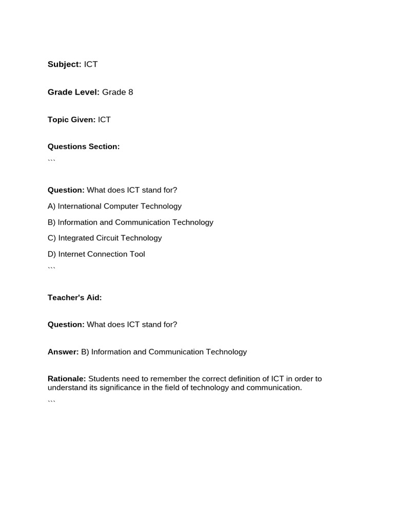 Quiz ICT | PDF | Internet & Web | World Wide Web