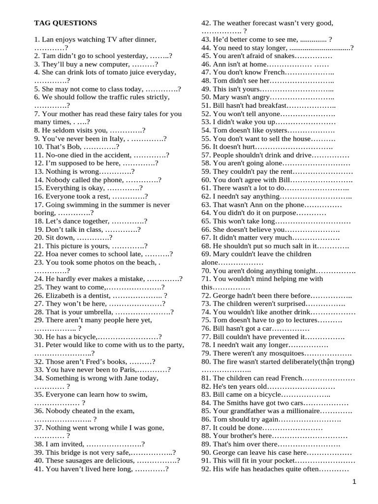 5 - Tag Questions | PDF | Art