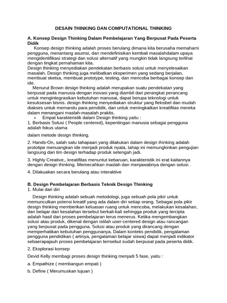Resume KB 4 Desain Thinking Dan Computational Thinking | PDF | Karier & Perkembangan | Seni