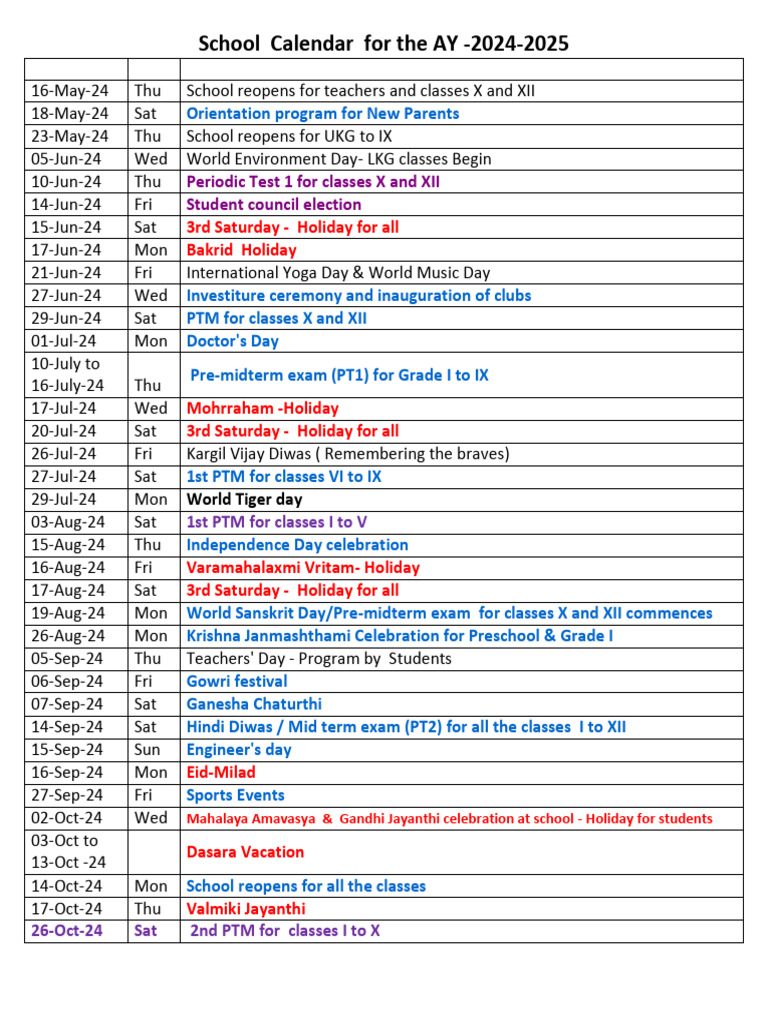 2024-2025 School Year Calendar | PDF | Observances | Festival