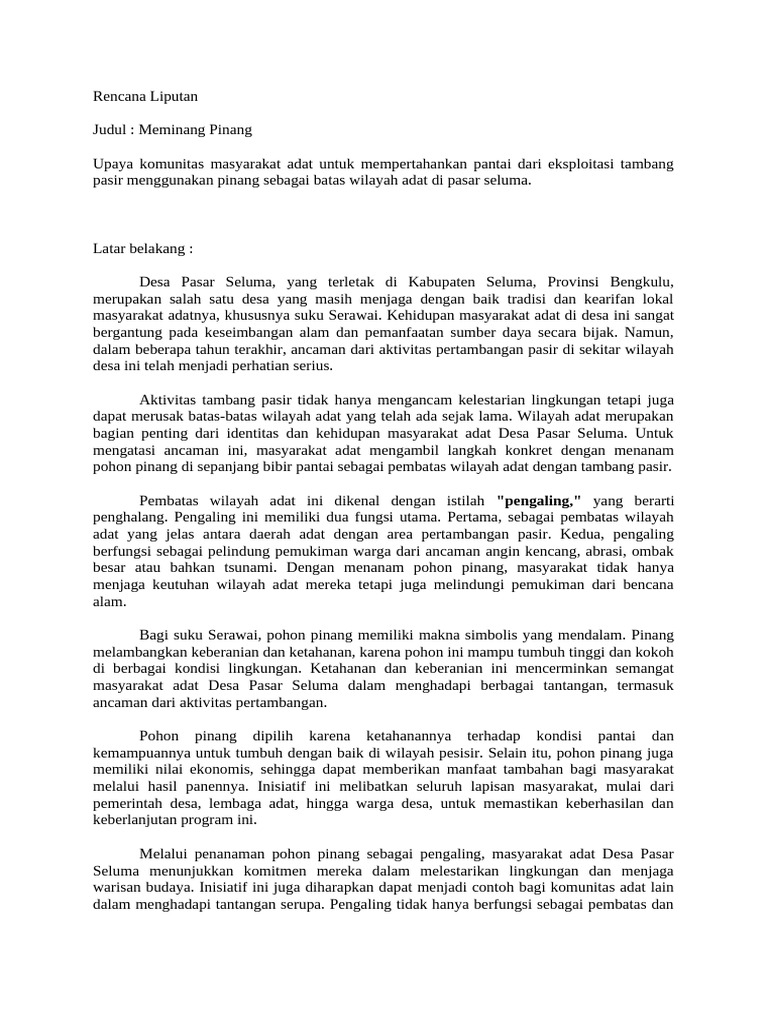 Rencana Liputan Rian Dwi Putra | PDF