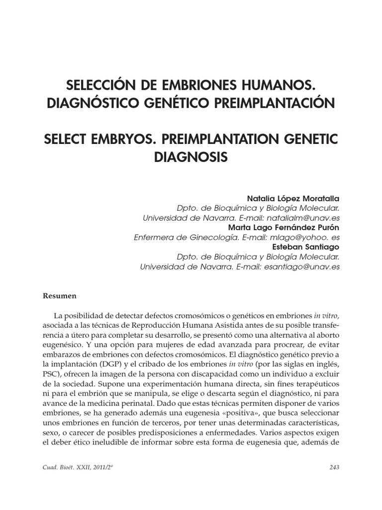 Selección de Embriones Humnos | PDF | Fertilización en vitro | Reproducción