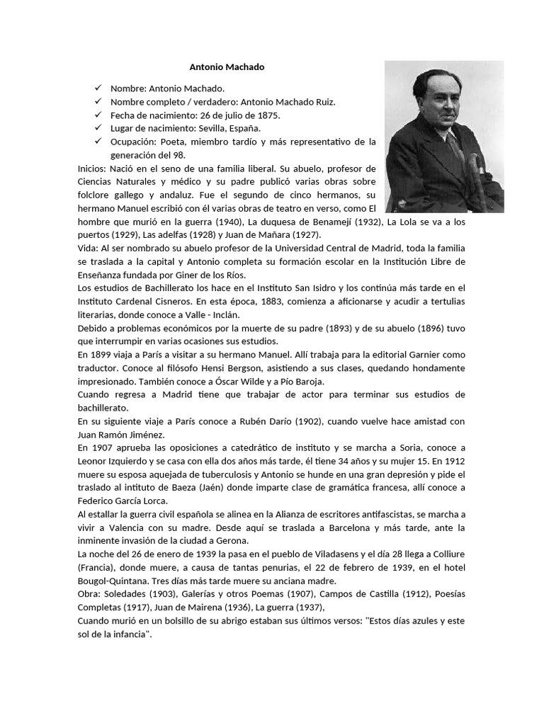 Antonio Machado | PDF | España