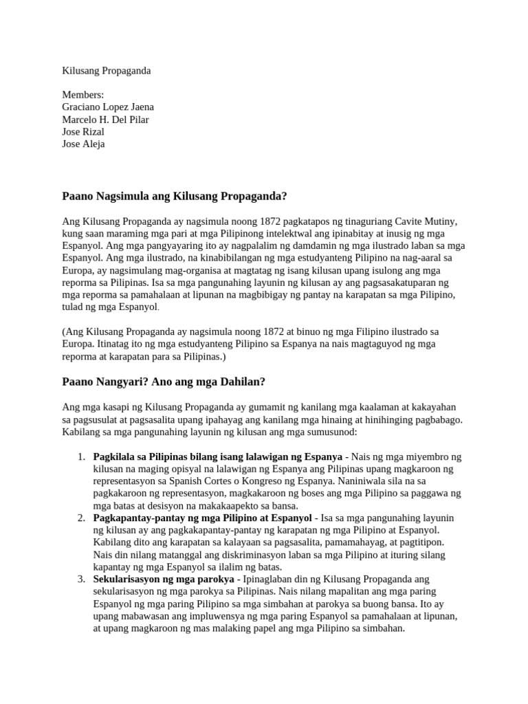 Kilusang Propaganda | PDF