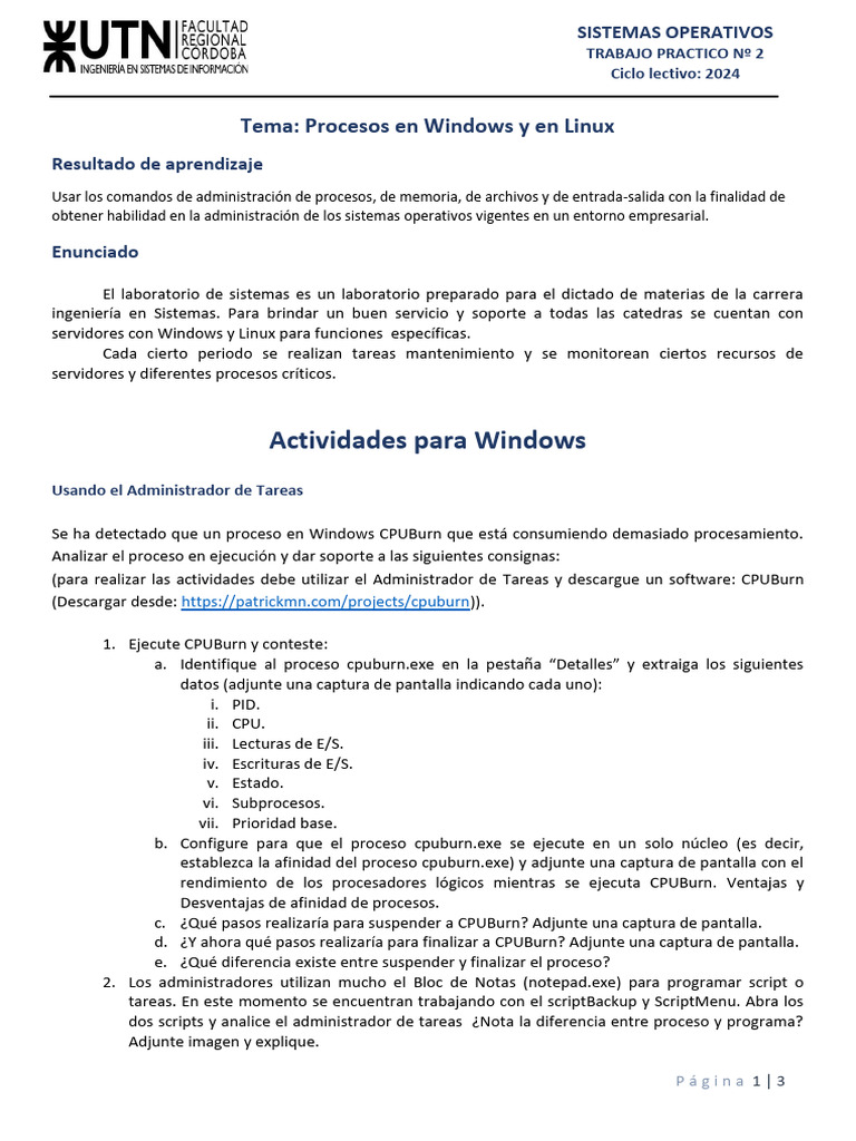 SOP TP2 Procesos 2024 | PDF | Sistema operativo | Servidor (Computación)