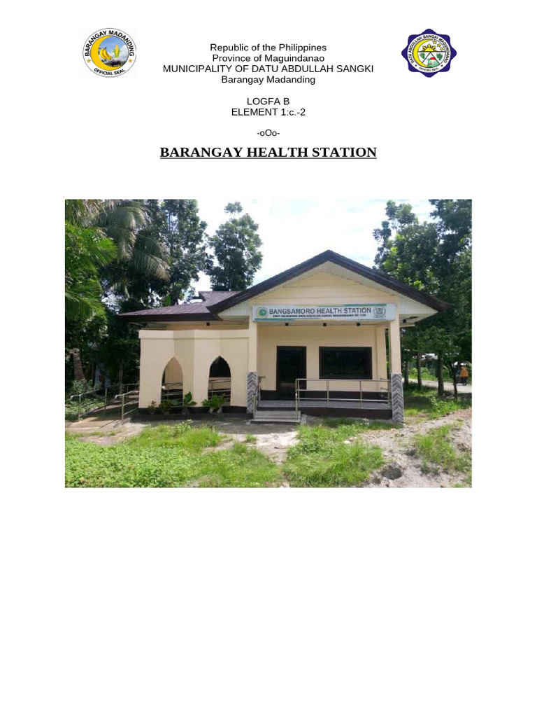 Barangay Health Station in Datu Abdullah Sangki | PDF