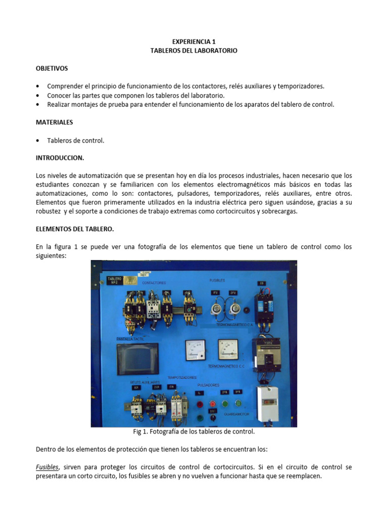 Exp1 Tableros de Control. | PDF | Relé | Cambiar
