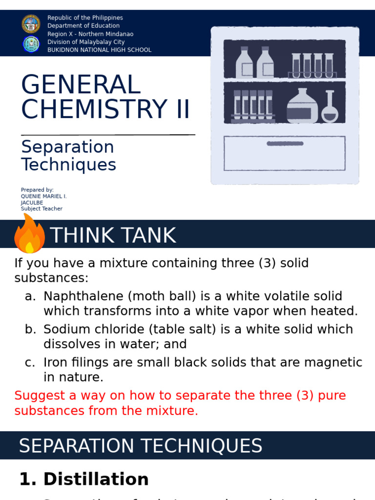GENCHEM1 - Lesson 4 - Separation Techniques | PDF | Mixture | Solubility