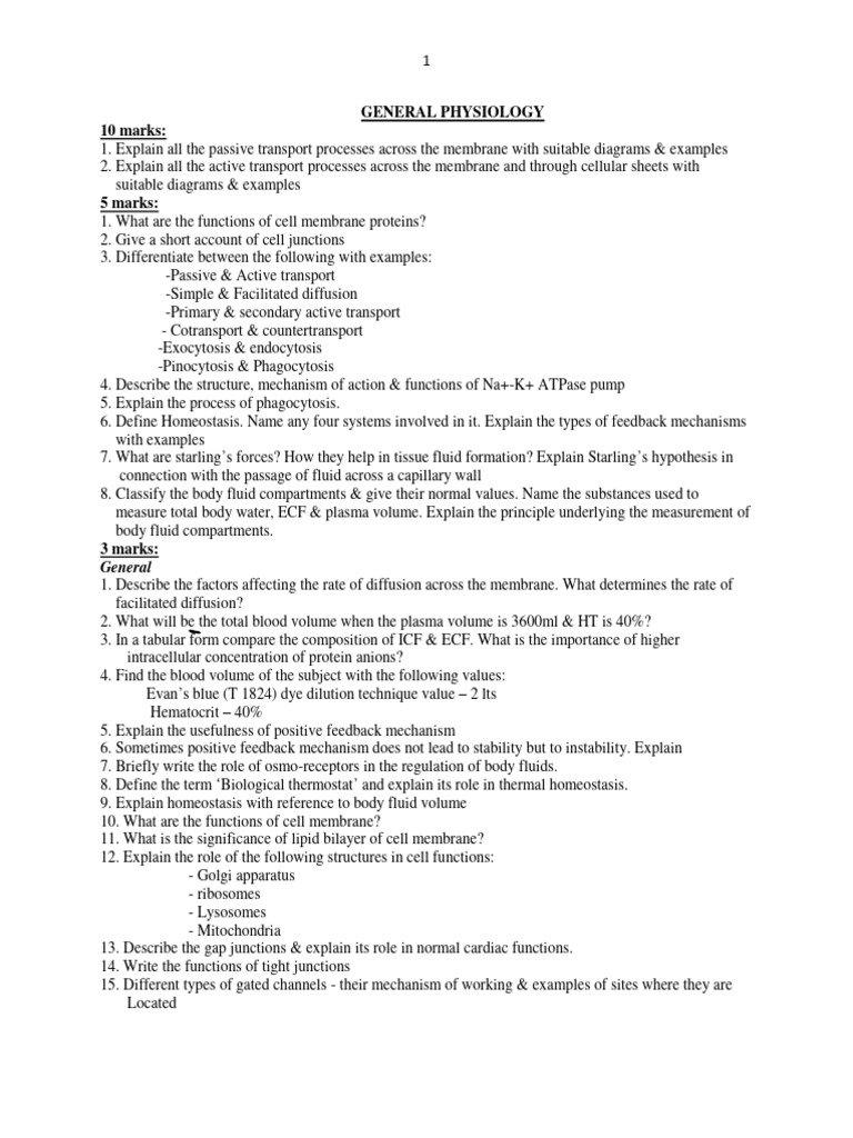 1 Physio Simple Notes - I Physio | PDF | Cell Membrane | Diffusion
