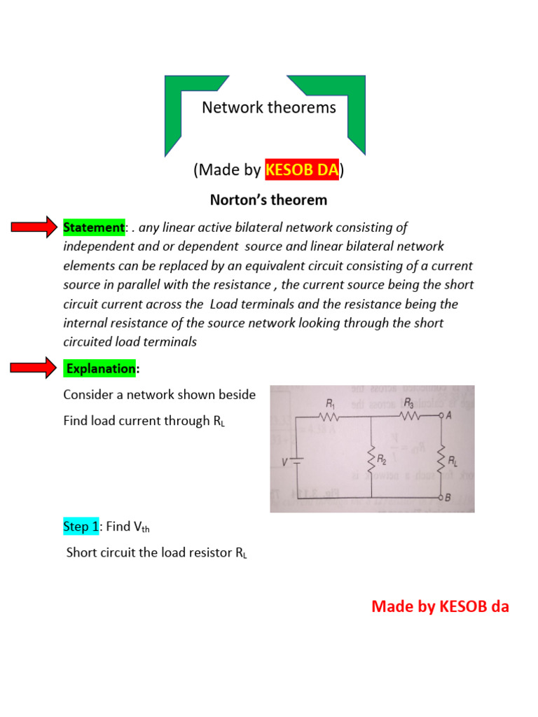 Norton's Theorem Explained | PDF | Electrical Network | Computer Engineering