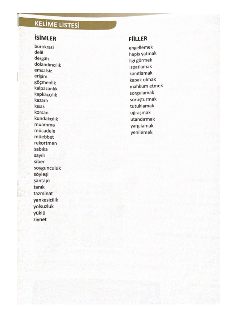 Kosa Kata Bahasa Turki | PDF