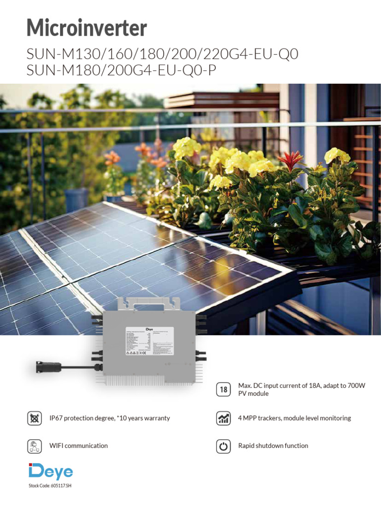Deye Micro Sun-M130-160-180-200-220g4-Eu-Q0 | PDF | Power Inverter ...