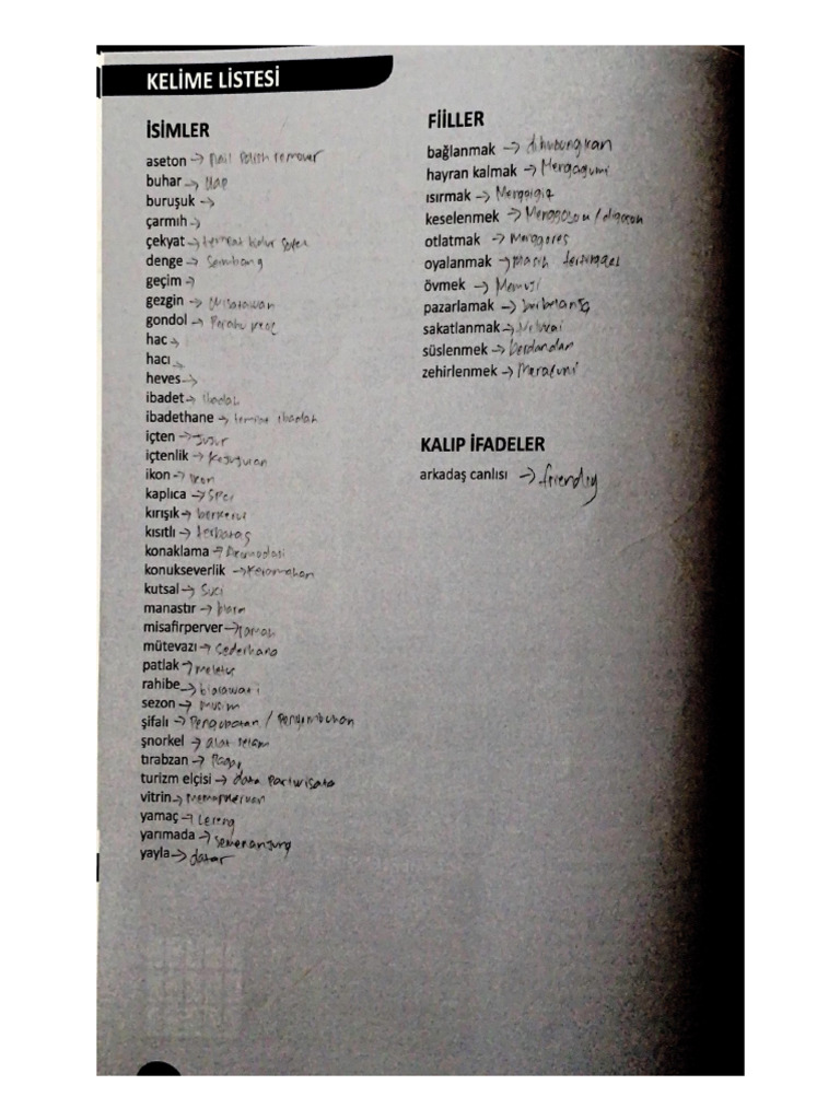 Kosa Kata Bahasa Turki | PDF