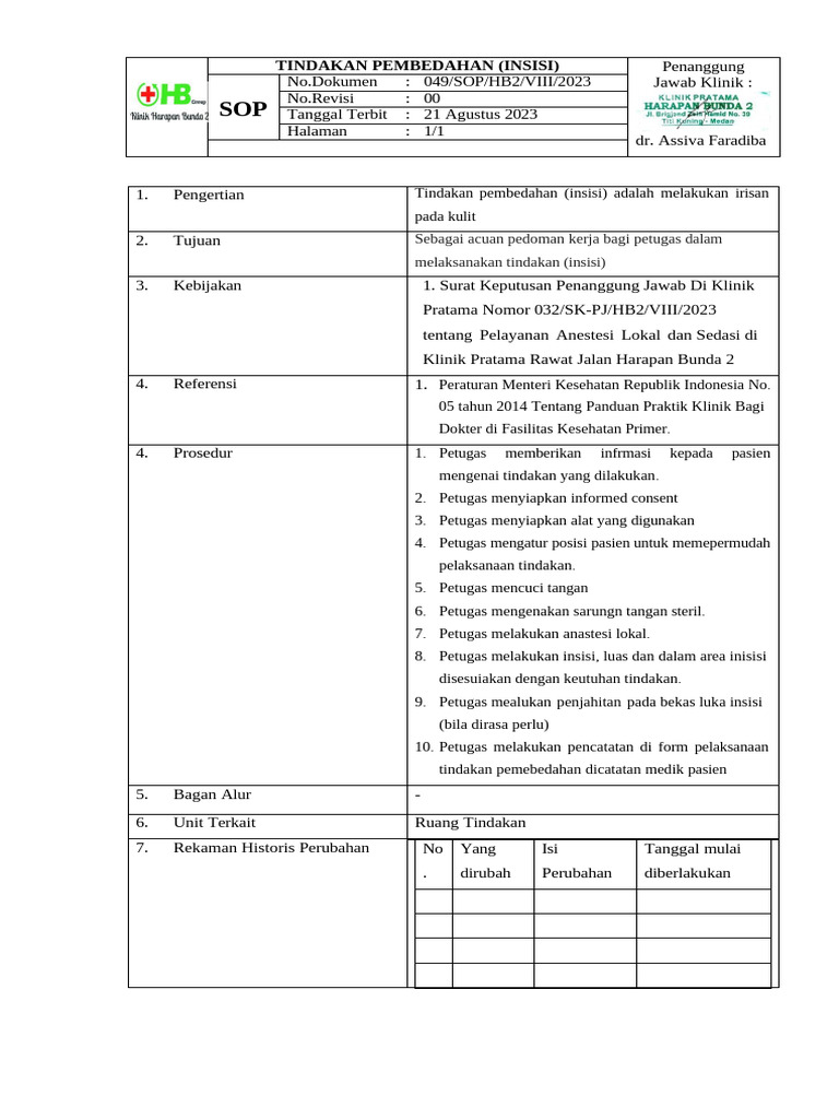 PKP 8 Ep 1 Sop Insisi | PDF