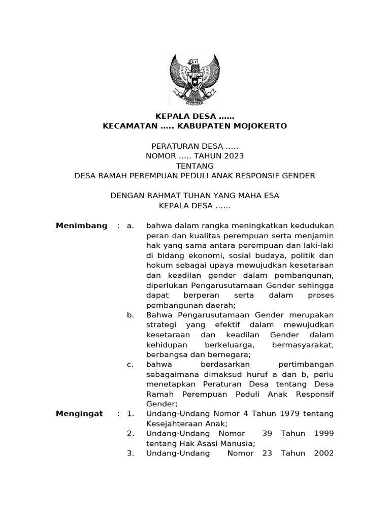 Format Perdes Drppa | PDF | Politik | Ilmu Sosial