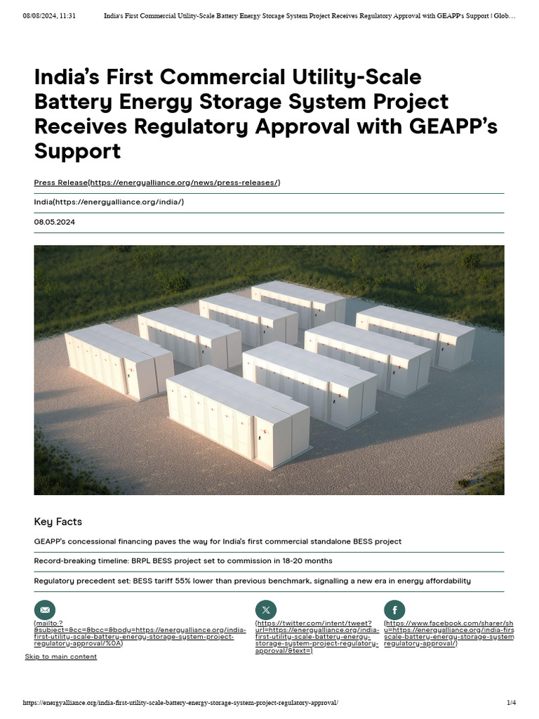 India's First Commercial Utility-Scale Battery Energy Storage System ...