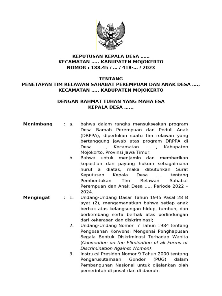 Format SK Tim Relawan Sapa | PDF