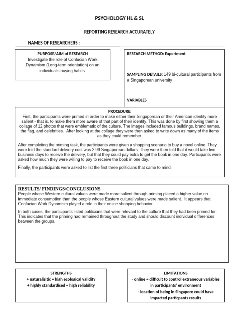 Reporting Research Accurately-Blank | PDF | Psychology | Behavioural Sciences