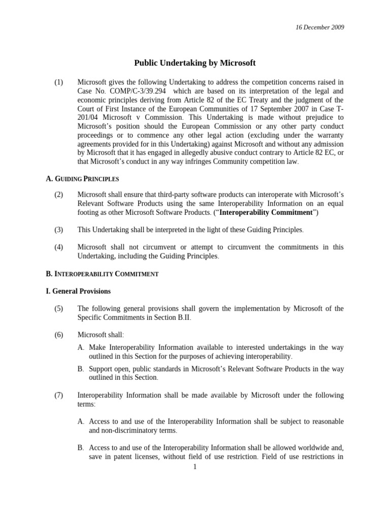 Microsoft Interoperability Commitment 2009 | PDF | Microsoft Office ...