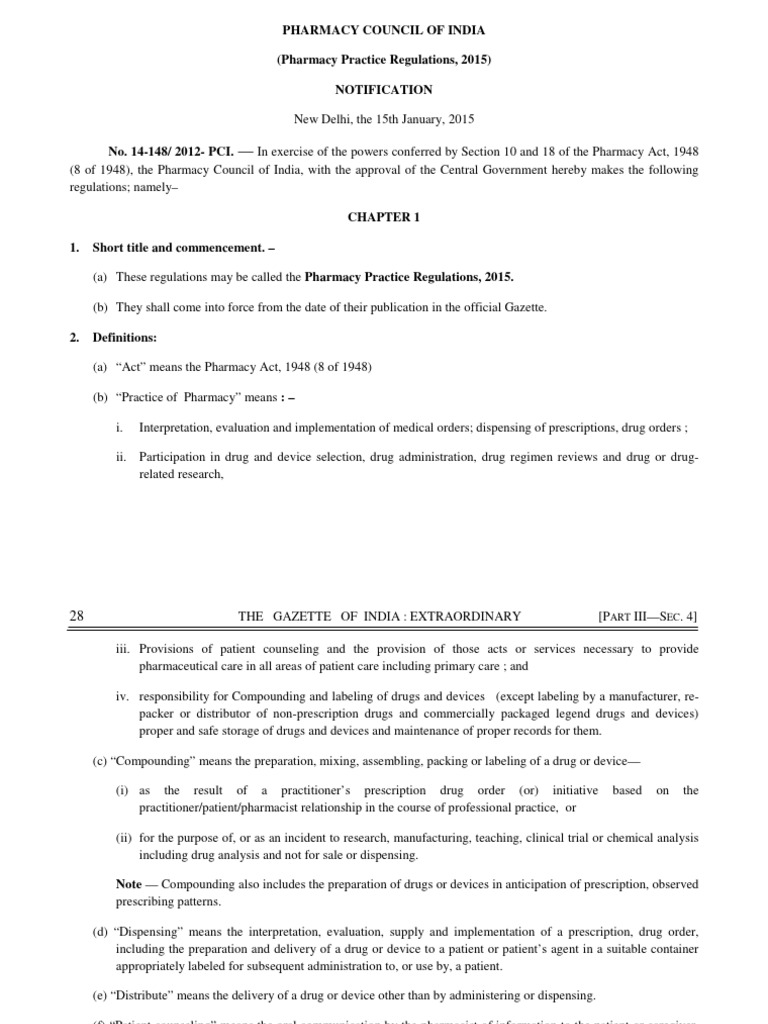 Pharmacy Practice Regulations 2015 | PDF | Pharmacy | Medical Prescription