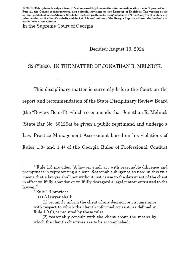In The Matter of Jonathan R. Melnick | PDF | State Bar Of California ...