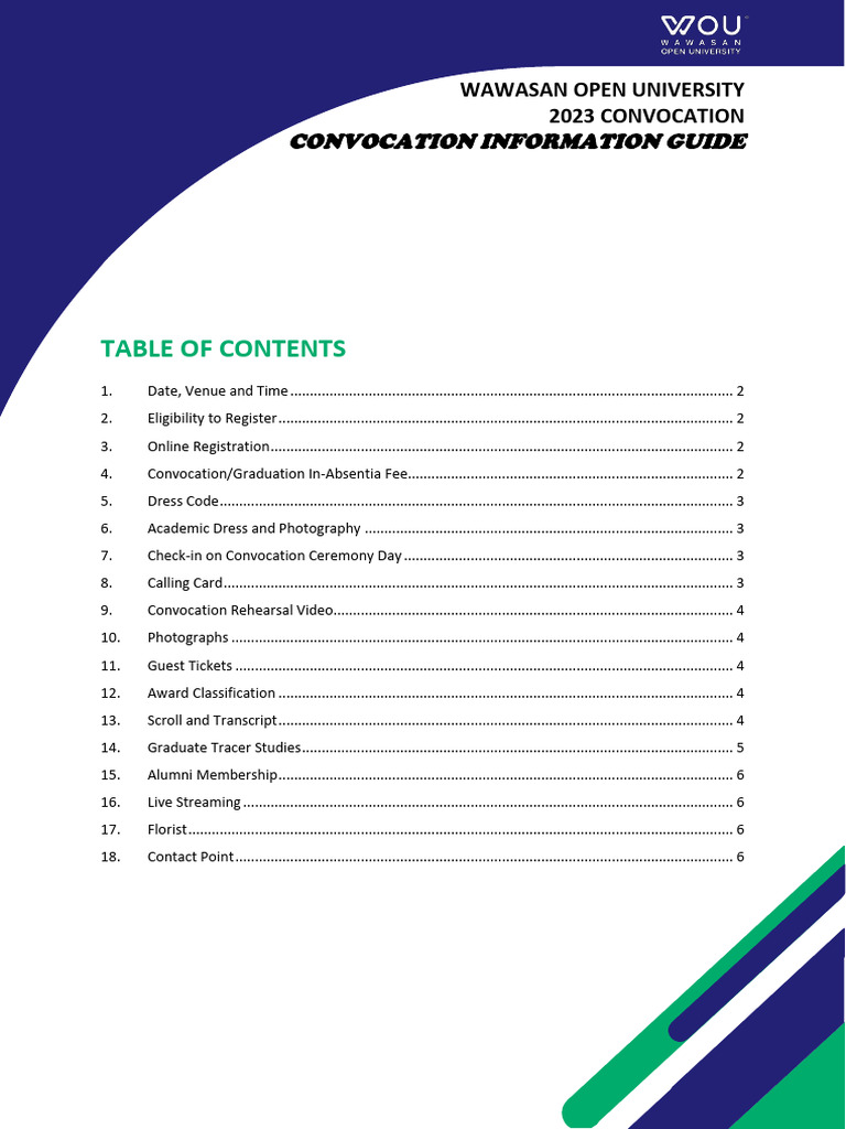 WOU 2023 Convocation Guide | PDF | Passport | Graduation