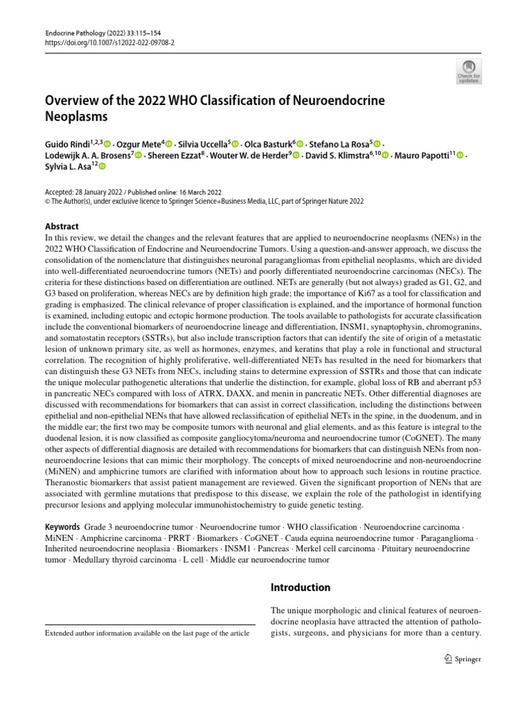 Tumores Neuroendocrinos 2022 OMS | PDF | Neoplasms | Carcinoma