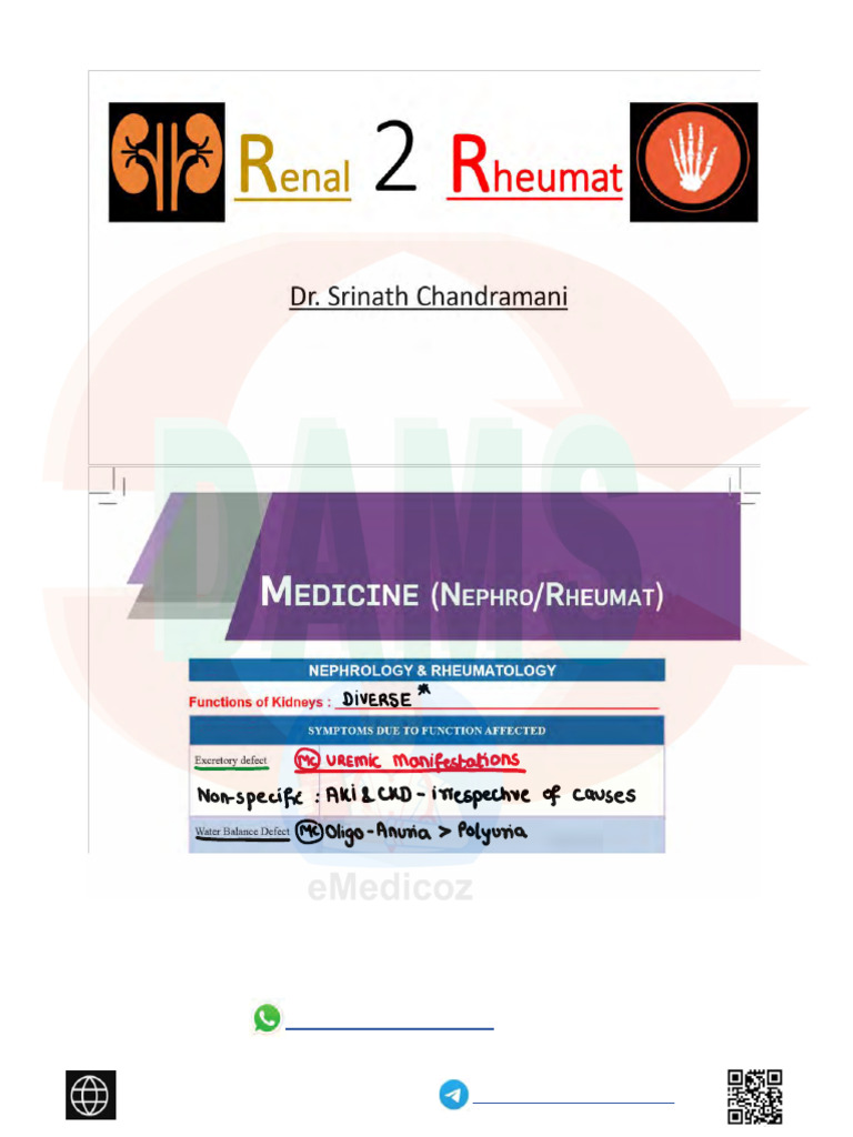Medicine Nephrology Rheumatology - Dr. Srinath Atf | PDF | Internet & Web | World Wide Web