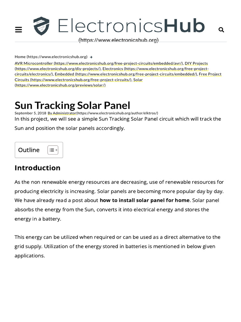 Sun Tracking Solar Panel: Outline | PDF | Analog To Digital Converter ...
