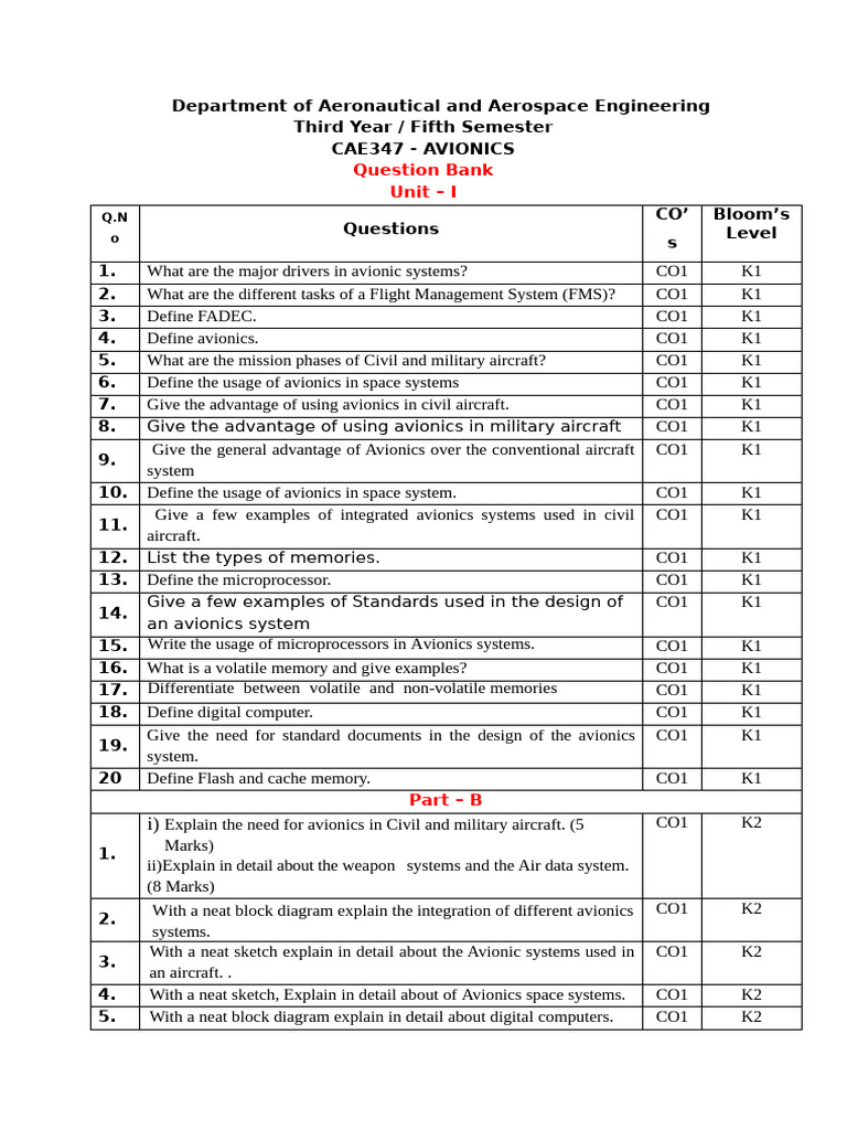 Avionics Question Bank | PDF | Inertial Navigation System | Computer Memory