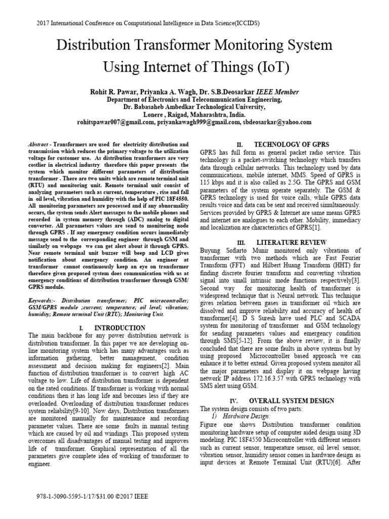 Distribution Transformer Monitoring System Using Internet of Things IoT | PDF | Html | General ...