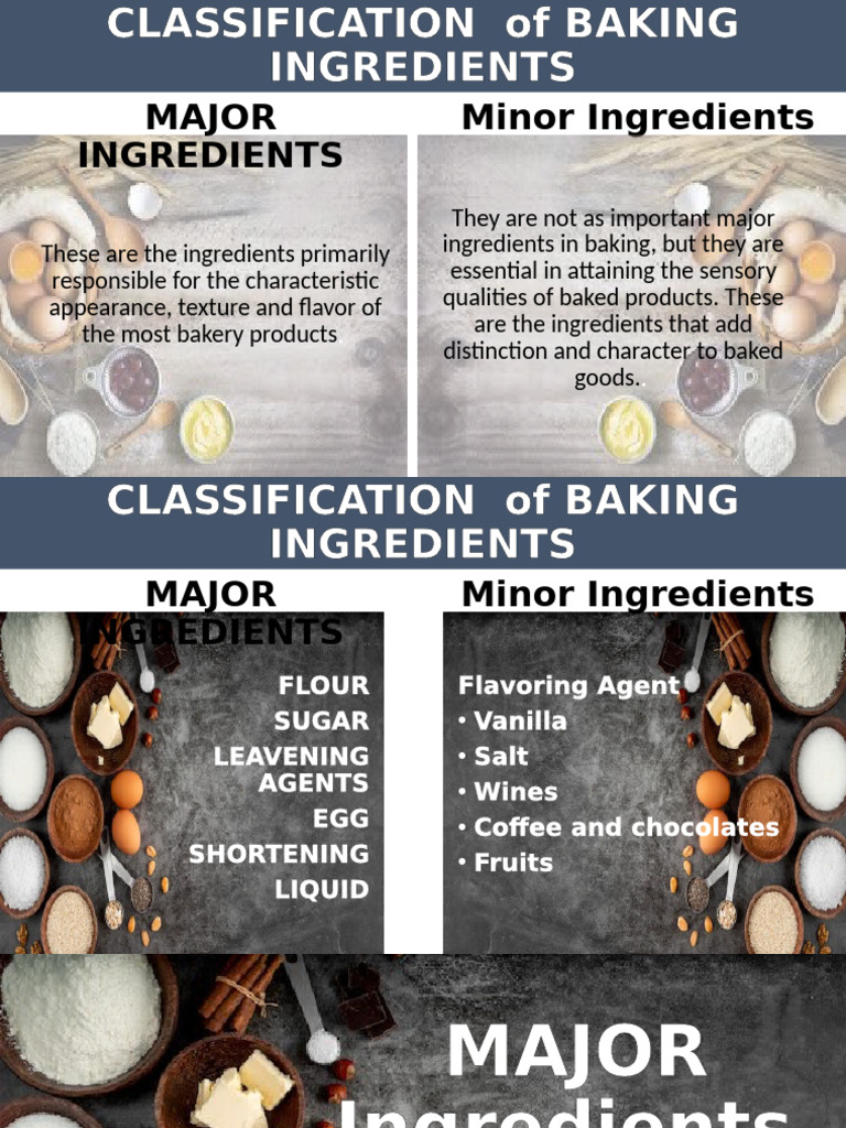 Baking Ingredients Classification Guide | PDF | Flour | Breads