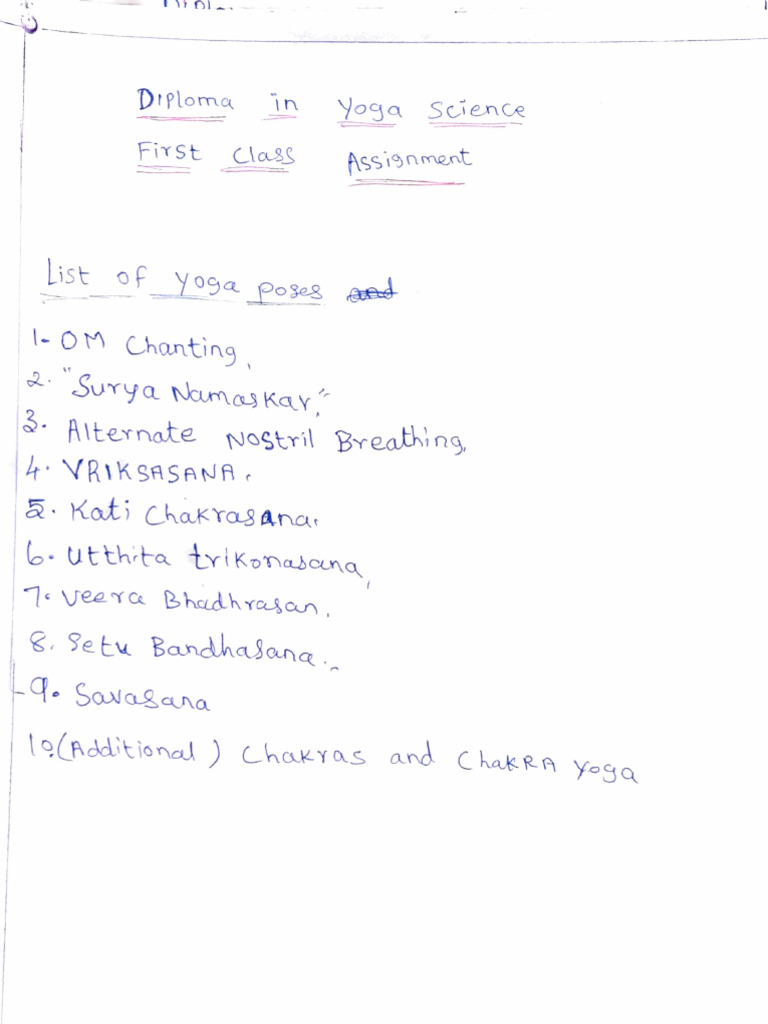 Diploma in Yoga Science Class - 1 PDF | PDF