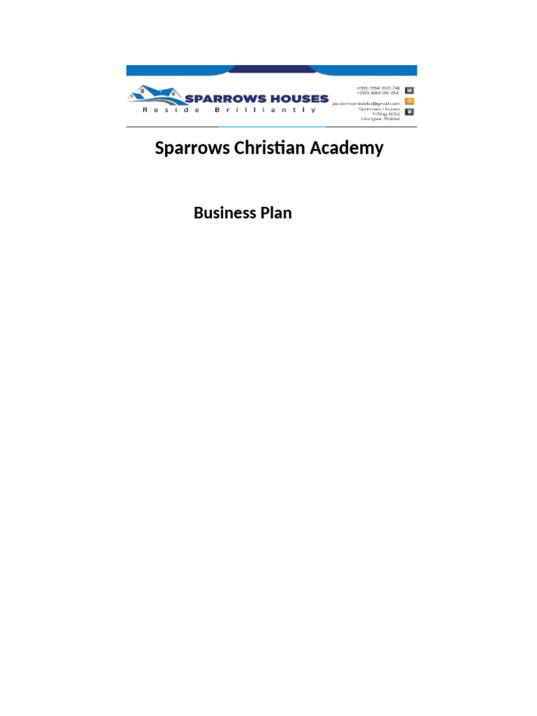 Revised Sparrows Christian Academy 219 PLAN | PDF | Malawi | Schools