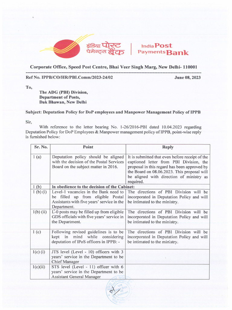 Ippb Letter On Policy | PDF