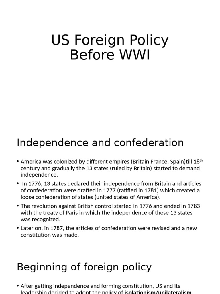 Lecture 1 US Foreign Policy Before WWI | PDF | The United States ...