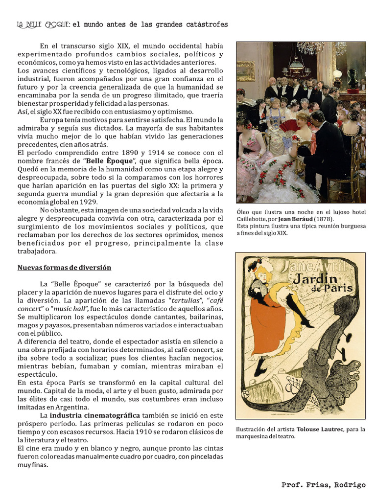 La Belle Epoque (Ficha para El Aula) | PDF