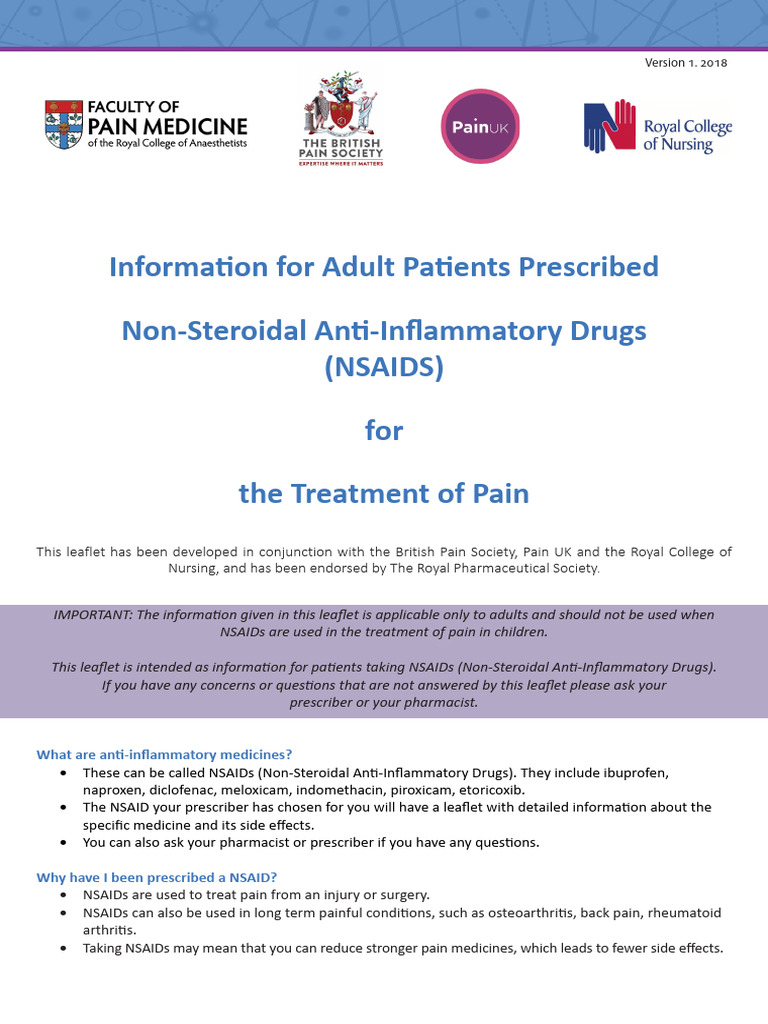 NSAIDs for Adult Pain Management Guide | PDF | Nonsteroidal Anti ...