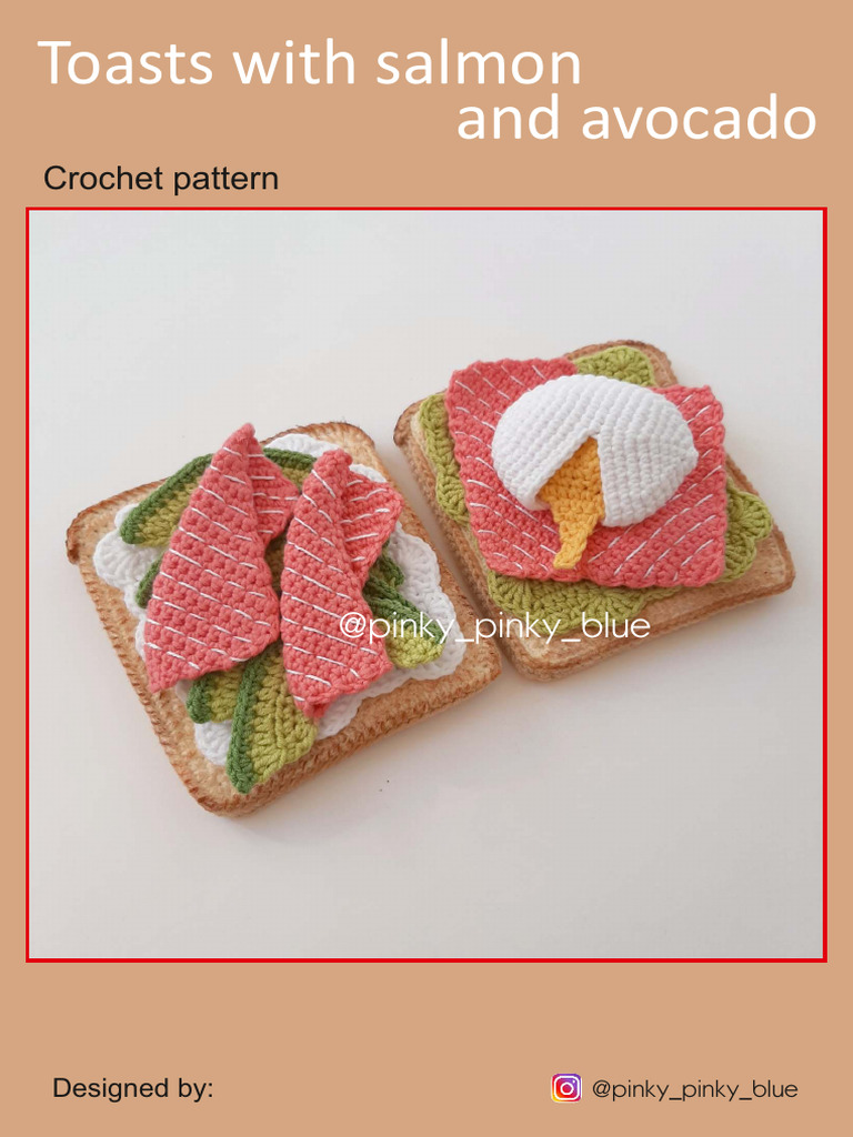 Crochet Salmon Avocado Toast Pattern | PDF | Crochet | Textiles