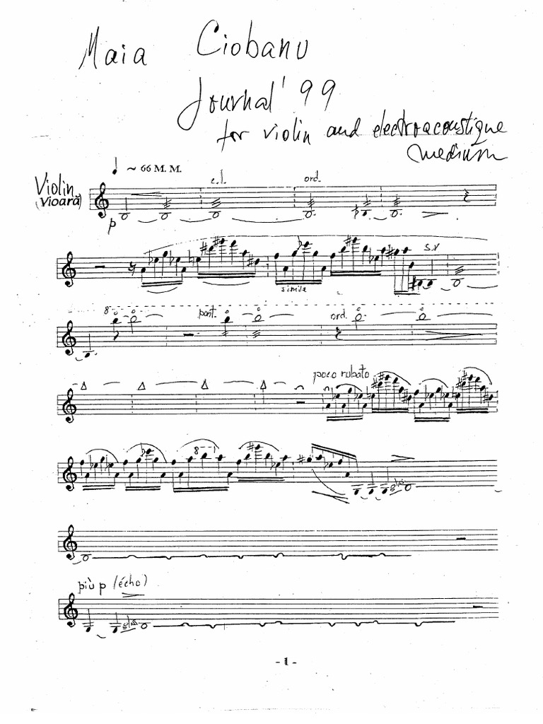 Maia Cio Banu Journal 99 Violin Part | PDF