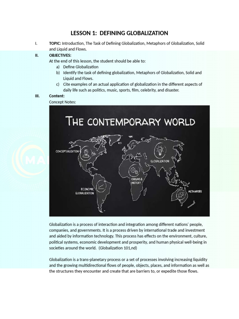 Contemporary LESSON-1-GLOBALIZATION | PDF | Globalization | Information