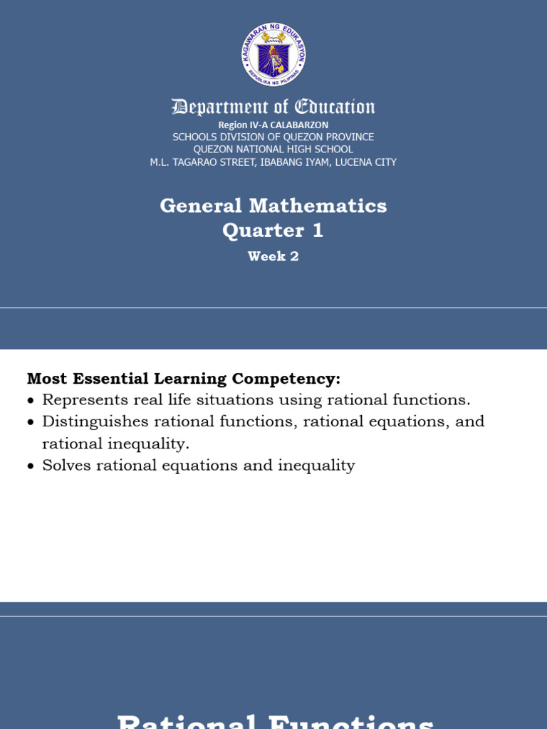 Department of Education: General Mathematics Quarter 1 | PDF | Equations | Function (Mathematics)