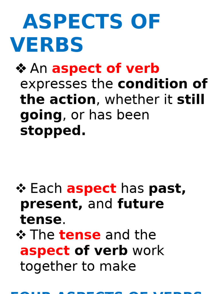 Understanding Verb Aspects and Tenses | PDF | Perfect (Grammar ...