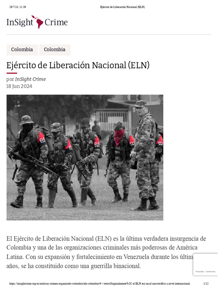 Ejército de Liberación Nacional (ELN) | PDF | Colombia | Política de colombia