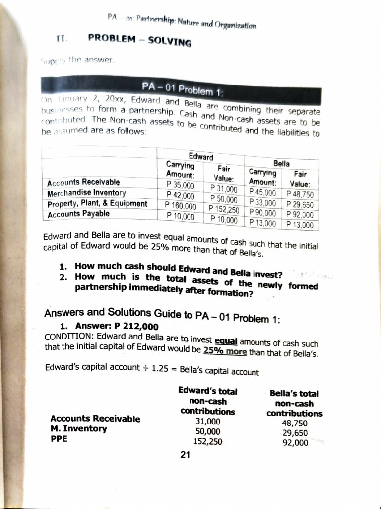 01 Partnership Formation Problems | PDF | Balance Sheet | Book Value