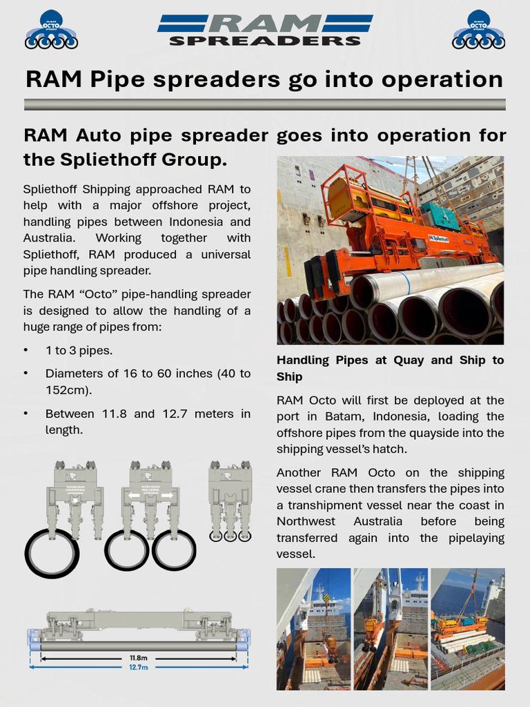 RAM Pipe Spreaders Go Into Operation | PDF | Crane (Machine) | Equipment